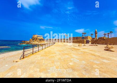 The port of King Herod in ancient Caesarea Stock Photo - Alamy