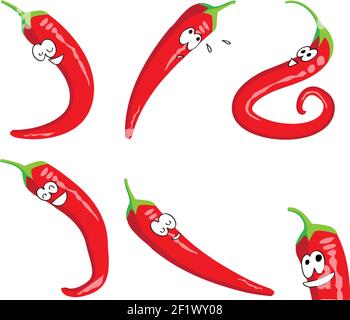 cartoon chili emoji set Stock Photo - Alamy