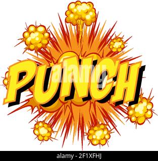 PUNCH wording comic speech bubble on burst illustration Stock Vector ...