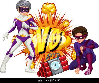 Two superheroes fighting each other illustration Stock Vector Image ...