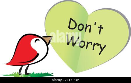 vector cartoon bird hold paper heart shape Stock Vector Image & Art - Alamy
