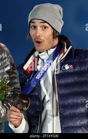 Freestyle Men's Ski Halfpipe Podium, Kevin Rolland from France, bronze medal, at the place ...