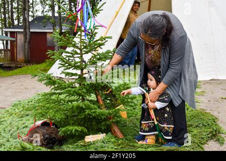 Walking out Native Cree Ceremony Northern Quebec next to James Bay ...