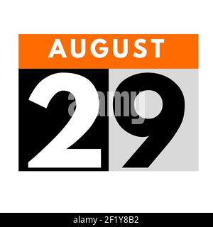 August 29 . Flat daily calendar icon .date ,day, month .calendar for ...