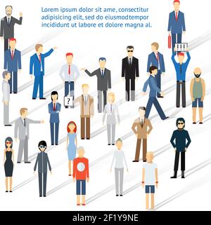 Crowding group of people, men and women. The concept of cooperation and ...