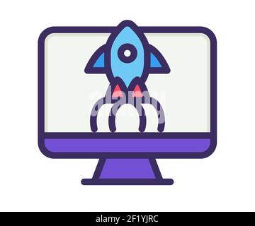 desktop launch startup single isolated icon with single isolated icon ...