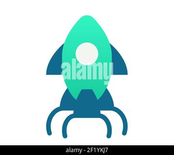 launch rocket release single isolated icon with solid line style vector ...
