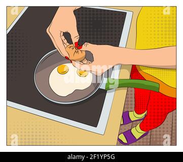 healthy fryer cooking cartoon vector illustration Stock Vector Image ...