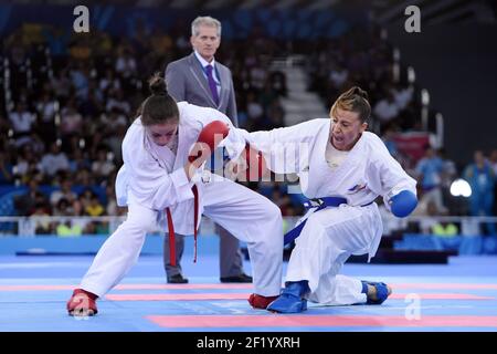 Alexandra Recchia of France competes in Karate, women's kumite -50kg ...