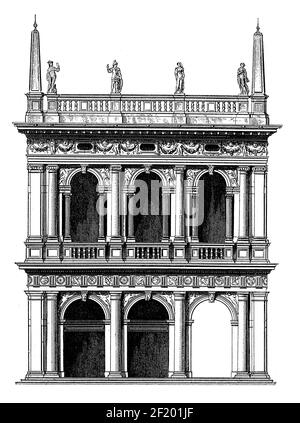 Antique illustration of Biblioteca Marciana, a library in Venice ...