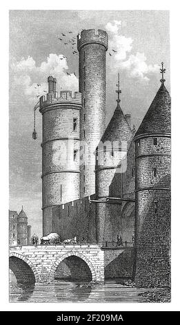 The Tour de Nesle. Nesle Tower was one of the four large guard towers on the old city wall of ...