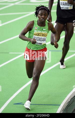 Francine Niyonsaba, of Burundi, competes in the women's 10,000-meters ...