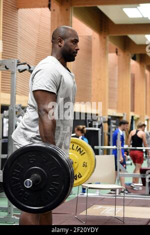 Teddy Riner during a physical practice session, on March 15, 2017, at l ...