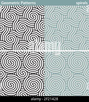 Seamless vector pattern with spiral line on blue background. Simple ...