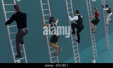 Career Progression with Corporate Ladders for Promotion Stock Photo - Alamy