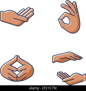 Hand gestures RGB color icons set Stock Vector Image & Art - Alamy