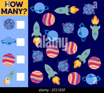 Counting numbers game template with astronaut in space illustration ...