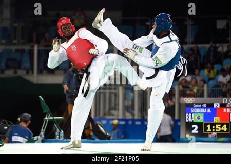 France's M'Bar N'Diaye competes in Taekwondo Men's +80kg against Brazil ...
