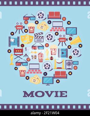 Award Oscar, movie screen, 3D glasses. Films and film set collection ...