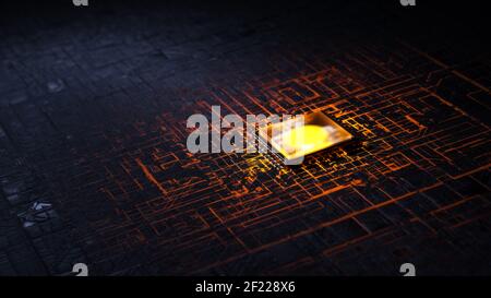 Modern cpu future glow dark background 3D illustration Stock Photo - Alamy