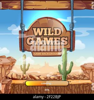 Wild west game app interface, western gui asset and wooden buttons ...