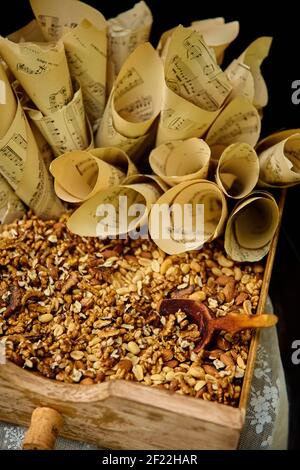 Wedding candy, nuts bar, table in rustic style, decorations made of ...