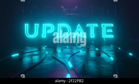 Update neon sign with glowing cable, 3D illustration Stock Photo - Alamy