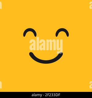 Pleased emoticon isolated emoji symbol. Vector satisfied smiley in good ...