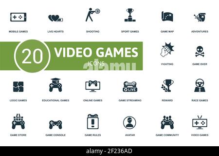 Console Games icon set. Contains editable icons theme such as race ...