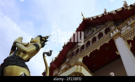 The sculpture of Apsonsi half-woman half-lion mythical creature with ...