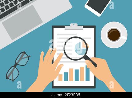 Audit concept. Man and woman analyzing Business operation using ...