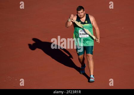 Kyle Blignaut (RSA) wins the shot put at 72-5 (22.07m) to move into ...