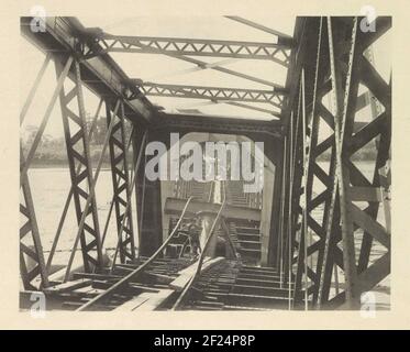 Collapsed railway bridge over the Nagara river in Japan after an ...