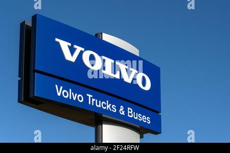 Volvo trucks and Buses garage sign Stock Photo - Alamy