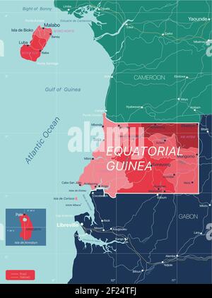 Malabo Equatorial Guinea. Detailed Country Map with Location Pin on ...