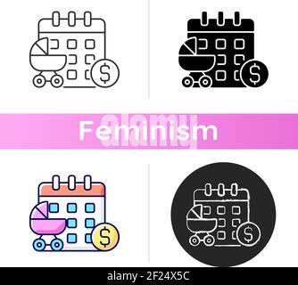 Paid maternity leave chalk white icon on black background Stock Vector ...