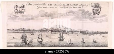 . View of Batavia with Batavia Castle, surrounded by his bastions. On ...