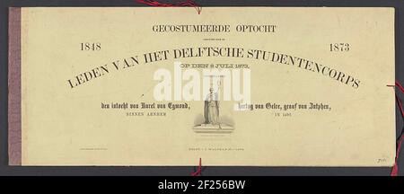 Cover for the plates of the Delft parade of 1873, Costumed parade held ...