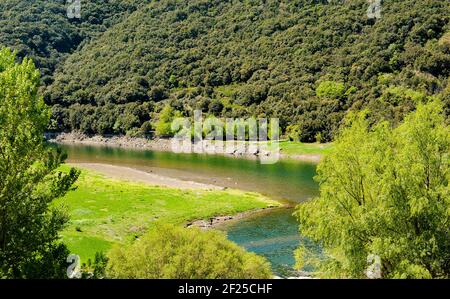 The Agly river at its reservoir "Plan d'eau d'Agly" near Caramany ...