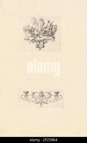 Pluto en Cerberus / Ornament met masacaron, Bernard Picart (workshop of ...