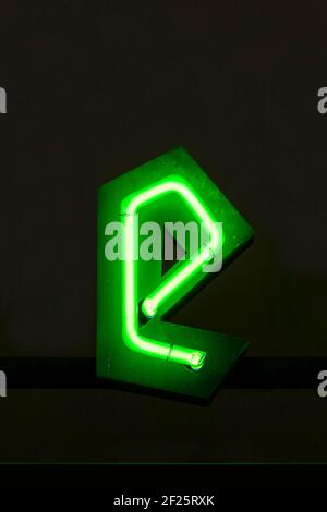 Neon green light alphabet character S font. Neon tube letters glow ...