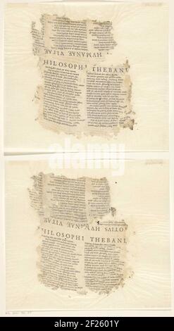 Fragments of text in a print of the scene of Cebes, Anonymous, 1561 ...