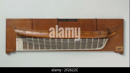 Half Model of a 20-Gun Sloop of War.Polychromed mold model (starboard ...