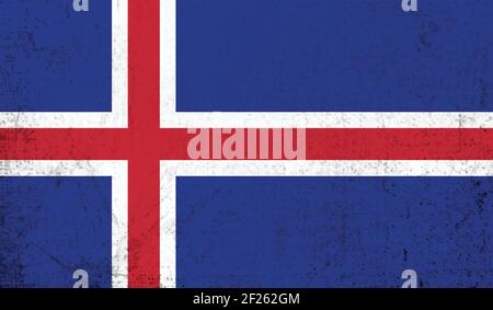 Iceland flag. Icelandic banner with scratched texture, grunge Stock ...