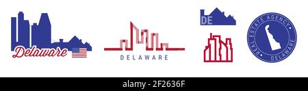 Delaware flag icon set. American state pennant in official colors and ...