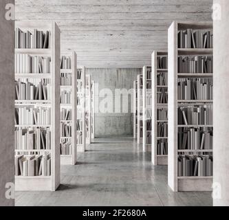 3D rendering of an old library interior Stock Photo - Alamy
