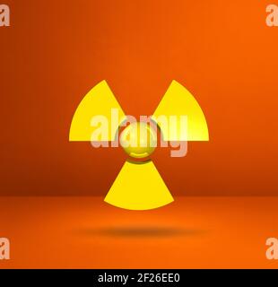 Radioactive symbol isolated on a orange studio background. 3D ...