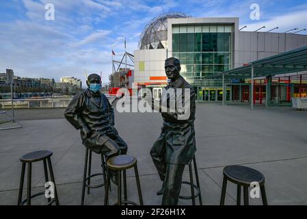 Bronze sculptures of doctors James Till and Ernest McCulloch by artist ...
