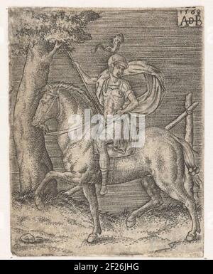 Roman rider on horseback; Roman riders on horseback. A Roman soldier on ...