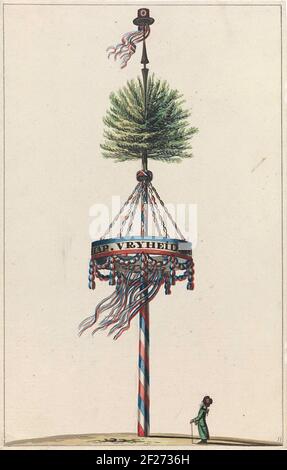 Freedom tree on Koningsplein, 1795, Anonymous, 1795 drawing De ...